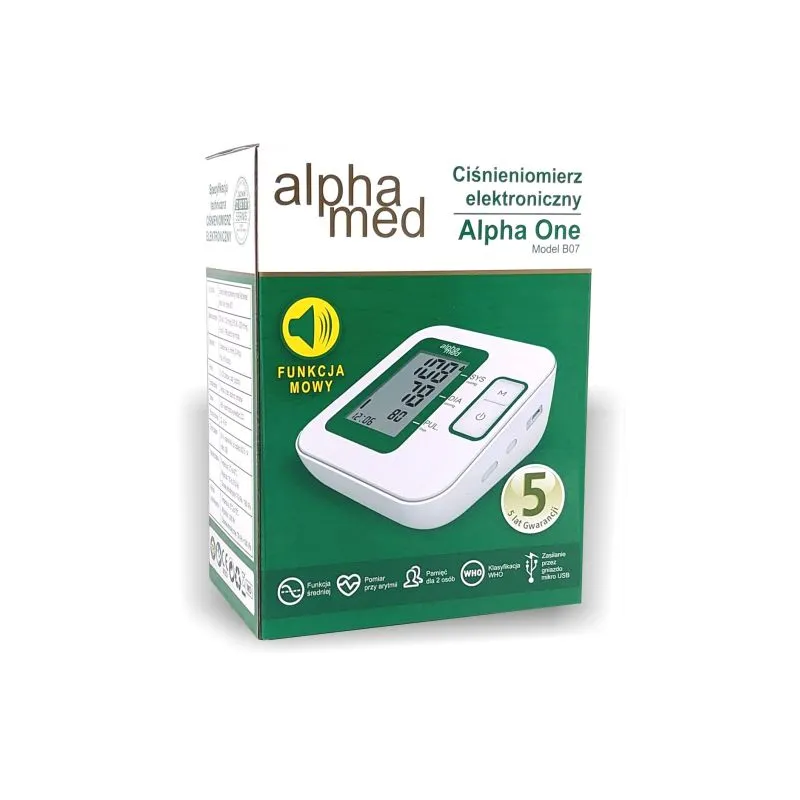 Ciśnieniomierz mówiący automatyczny Alphamed ALPHA ONE B07